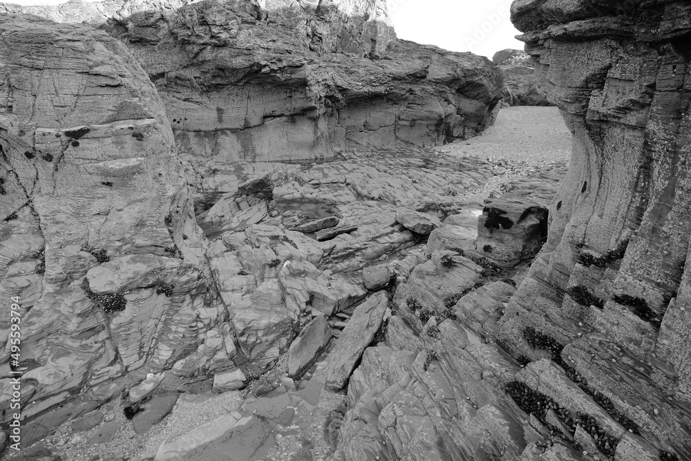 Contstantine Bay Cornwall England UK cliffs caves arches and stacks ...