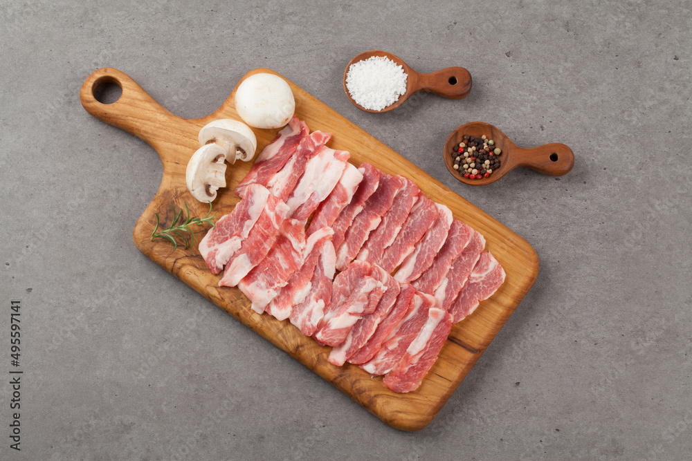 Raw meat, production, salt, cooking, food, menu, fresh, meat, juice ...