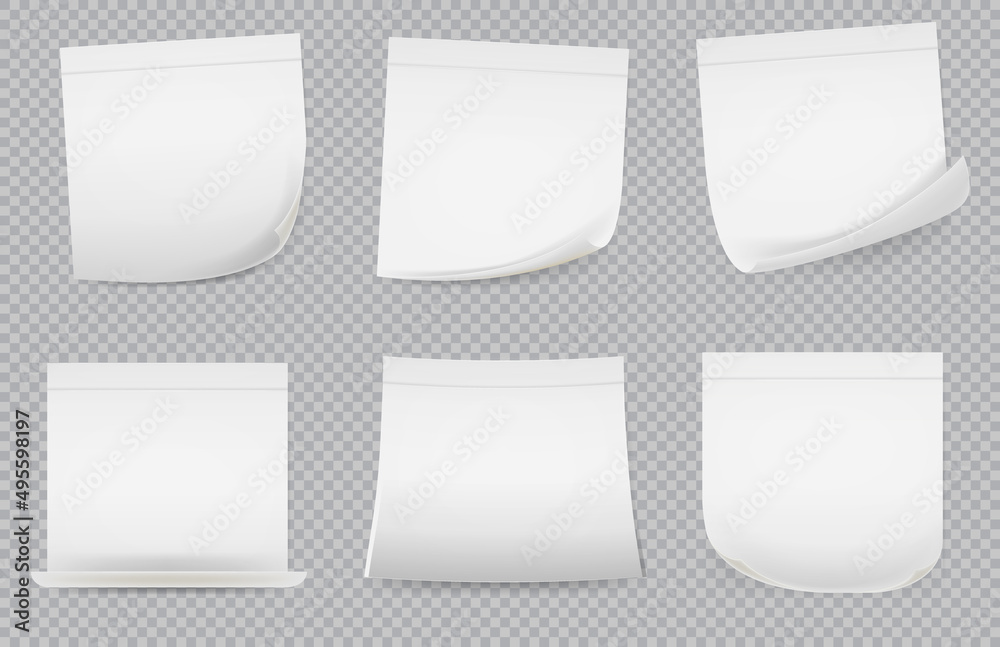 Collection of various white note papers, ready for your message. Office ...