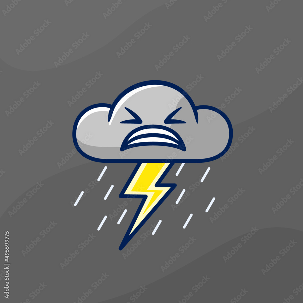 thunderstorm angry emoticon mascot Stock Vector | Adobe Stock