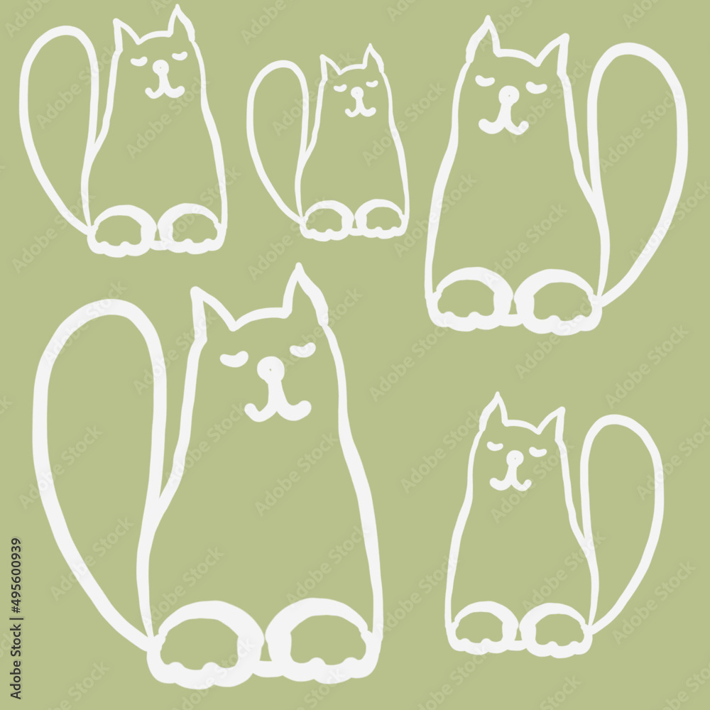 cat, linart cat,linear drawing of a cat,a balding cat,color linear ...