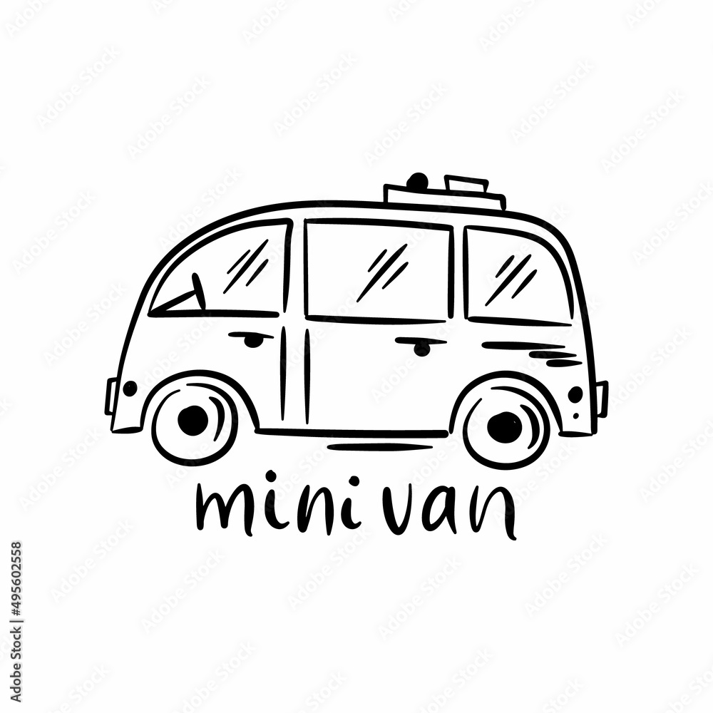 Funny vector doodle transport illustration. Hand drawn vector icons for ...
