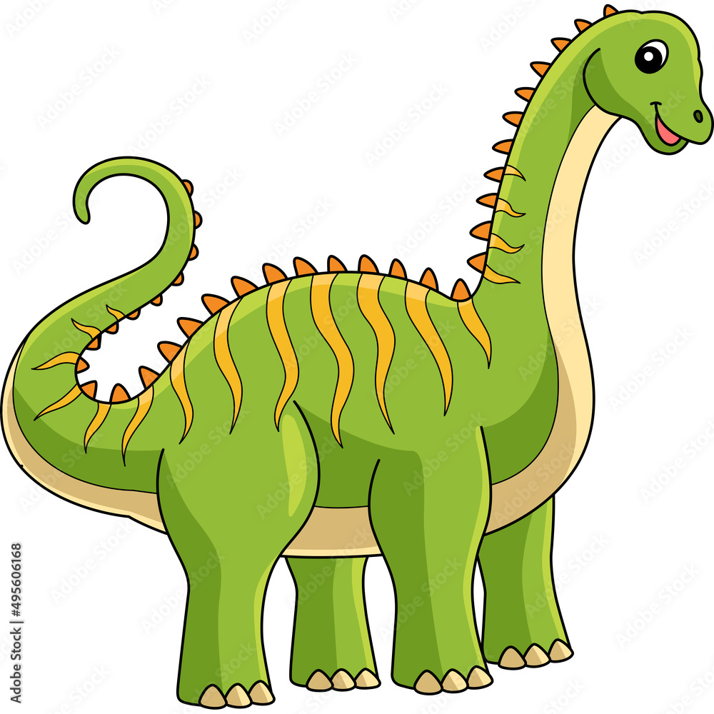 Diplodocus Dinosaur Cartoon Colored Clipart Stock Vector | Adobe Stock