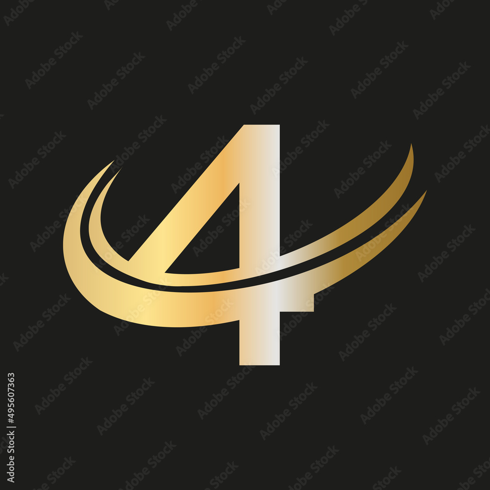 Modern letter 4 logo design Vector. Initial letter 4 logo design with creative, minimal and ...