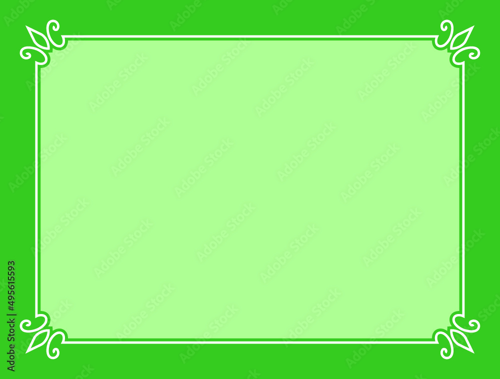 Vector border frame. Green background or advertising banner. Shop sign ...