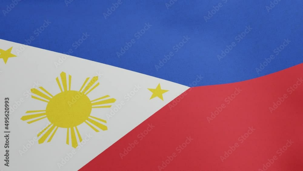 National flag of Philippines waving original colors 3D Render, Republic ...