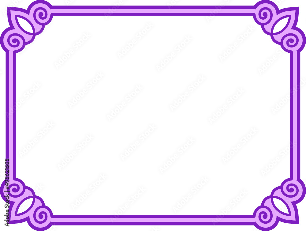 Vector purple pink border frame isolated on white background. Beautiful ...