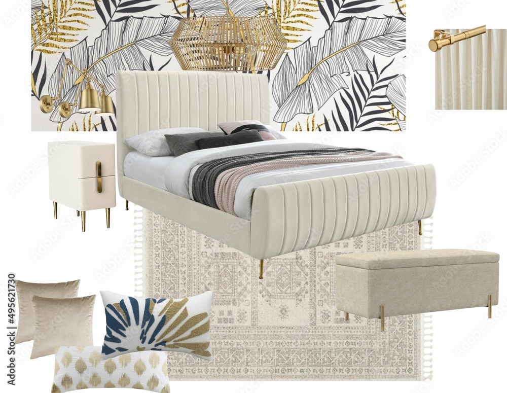 interior style ,Interior design , mood board, bedroom ,Interior collage ...