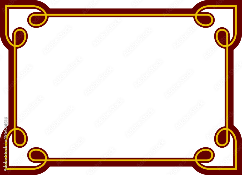 Vector brown red and yellow border frame isolated on white background ...