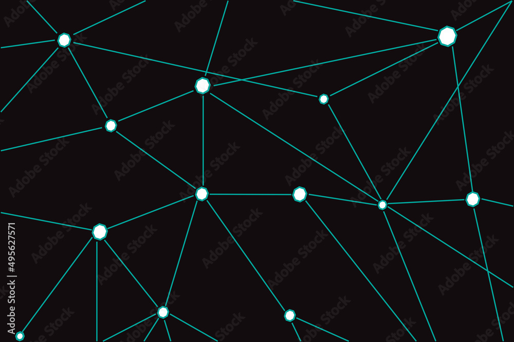 Network abstract connection isolated on black background. Network ...
