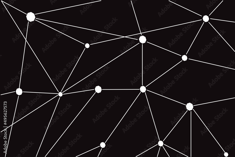 Network abstract connection isolated on black background. Network technology background with ...