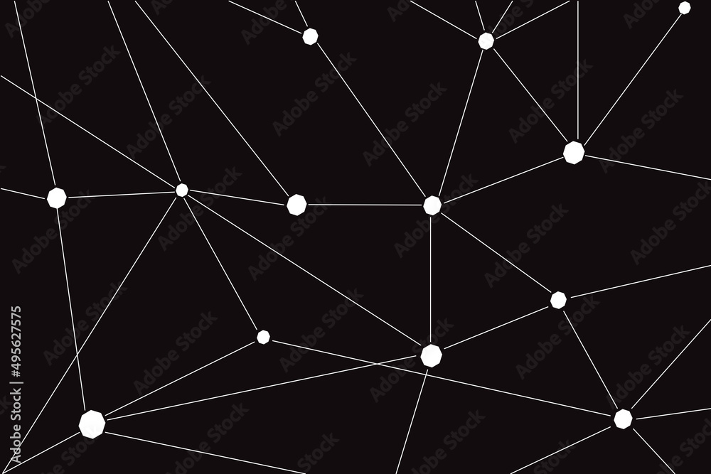 Network abstract connection isolated on black background. Network ...