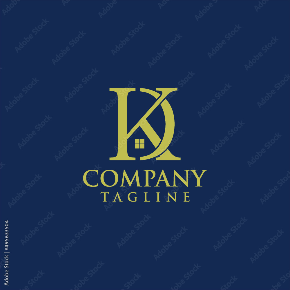 Vector illustration of a simple but professional KD monogram logo for a ...