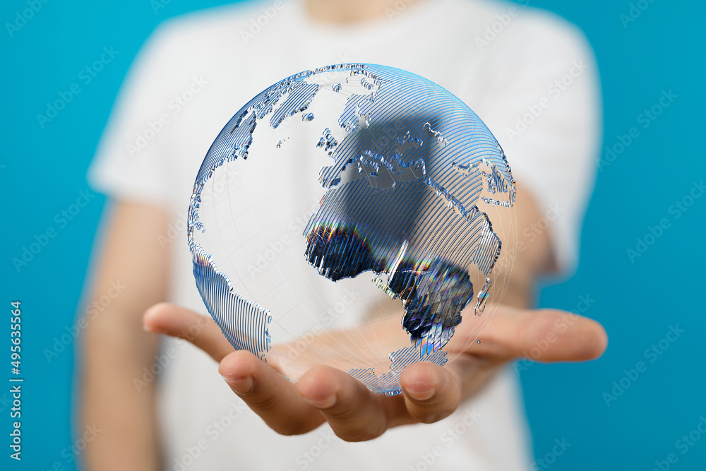 World map with satellite data connections. Connectivity across the ...