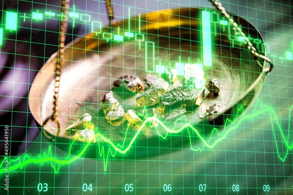 Gold price and rising chart. Business and finance concept. Gold market ...