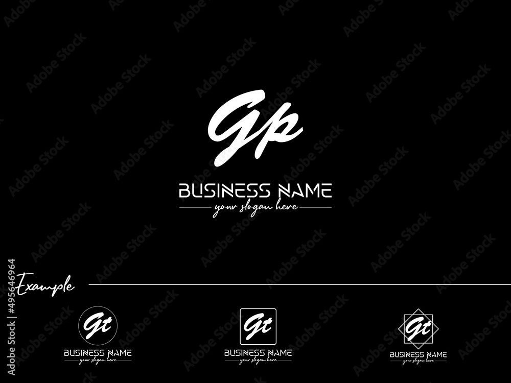 Letter GP Logo Icon, Signature Gp pg Logo Image Design For any type of ...