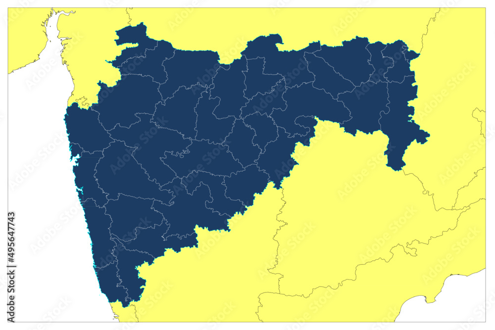 Maharastra India vector map illustration on white background with green ...