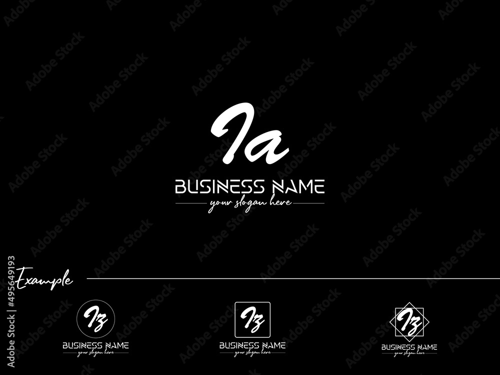 Letter IA Signature Logo, Black Ia ai Logo Icon Vector For Unique ...