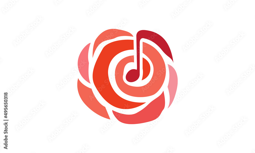 Music identity logo design inspiration with roses and musical notes ...