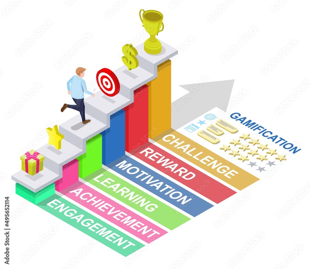 Gamification vector game challenge step and reward Stock Vector | Adobe ...