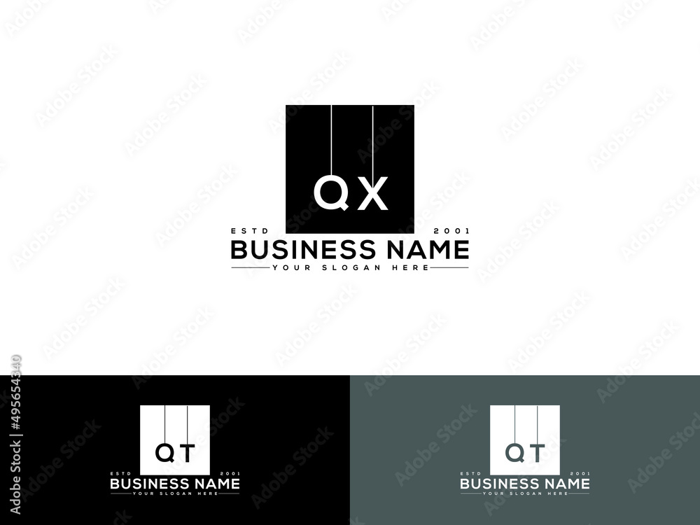 Letter QX Logo Icon, Square Qx xq black logo Letter Vector Image Design ...