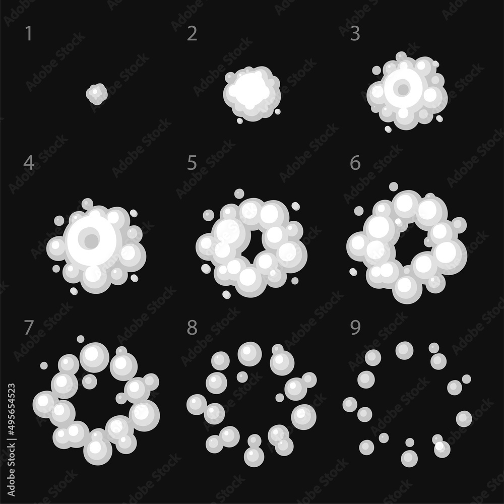 Cartoon Explosion Smoke Animation Frames Set. Vector Stock Vector ...