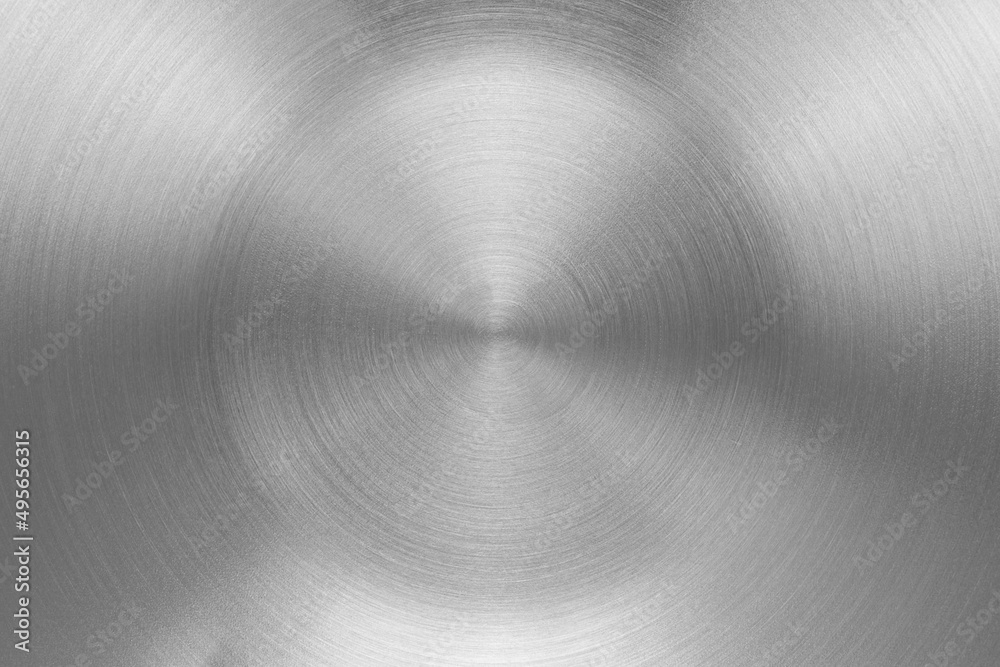 silver metal background with realistic round brush texture Stock Photo ...