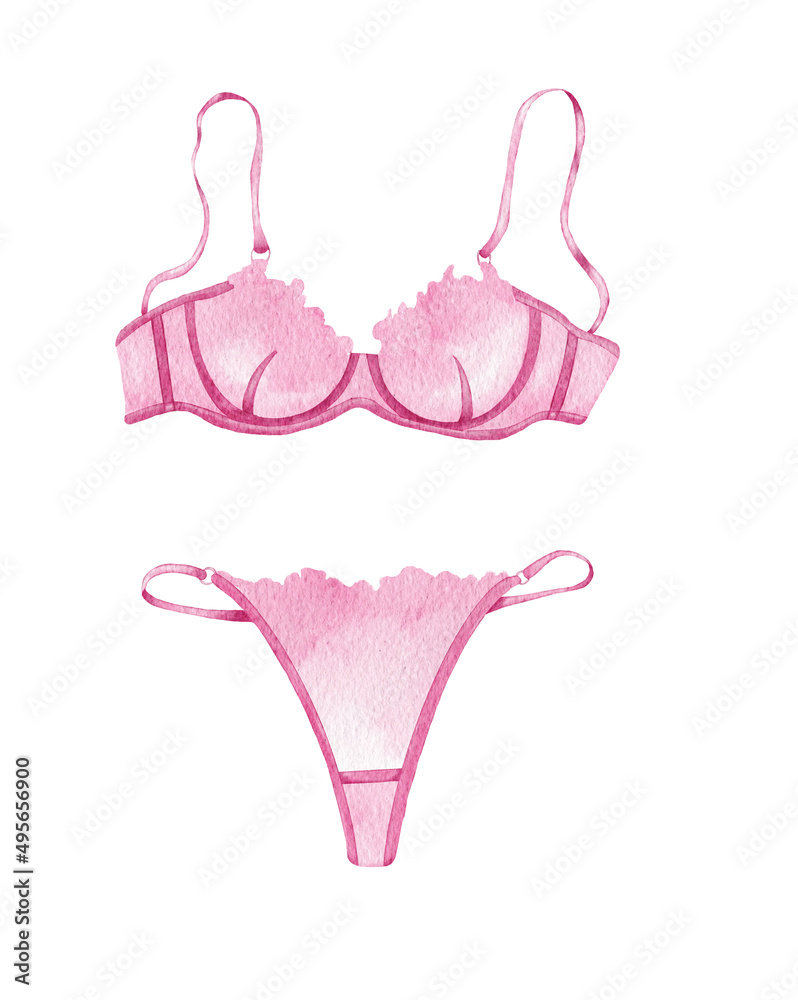 Watercolor lingerie. Hand draw underwear. Fashion illustration. Stock ...