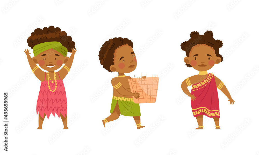 Native American indians set. Cute kids native americans in traditional ...