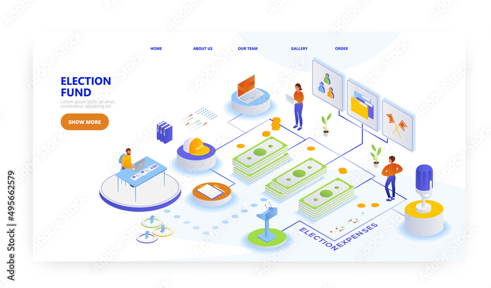 Election fund, landing page design, website banner vector template ...