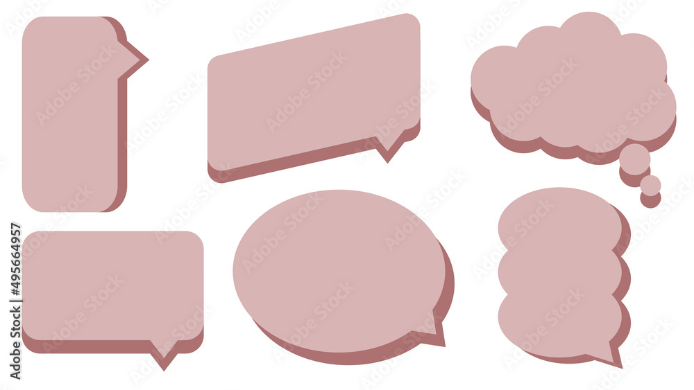set of blank pink speech bubble, conversation box, chatbox, speaking ...