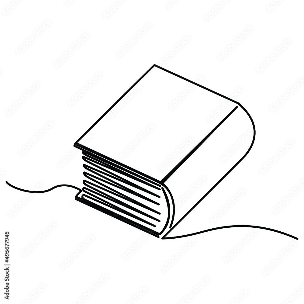 one line continuous drawing of closed book thick education Stock Vector ...