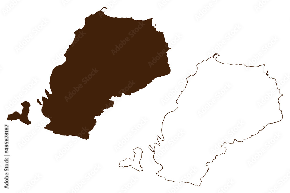 Agistri island (Hellenic Republic, Greece, Greek island) map vector ...