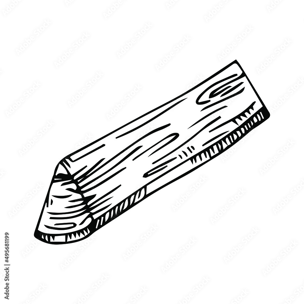 log, plank, wooden, construction, outline, trunk, hand drawn ...