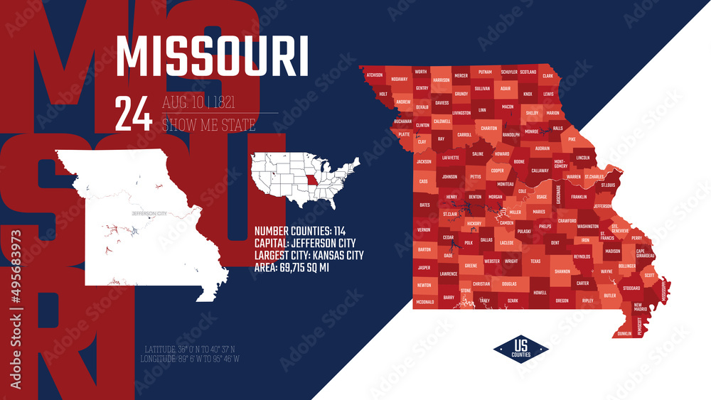 24 of 50 states of the United States, divided into counties with ...