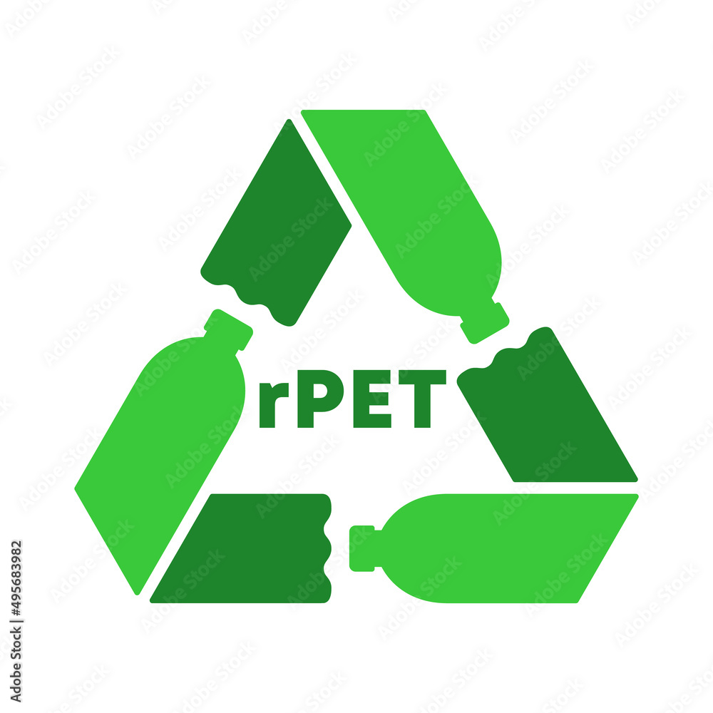 Recycled PET bottles sign or symbol. Recycle sign arrows formed with ...