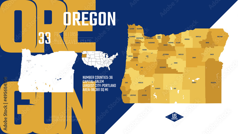 33 of 50 states of the United States, divided into counties with ...