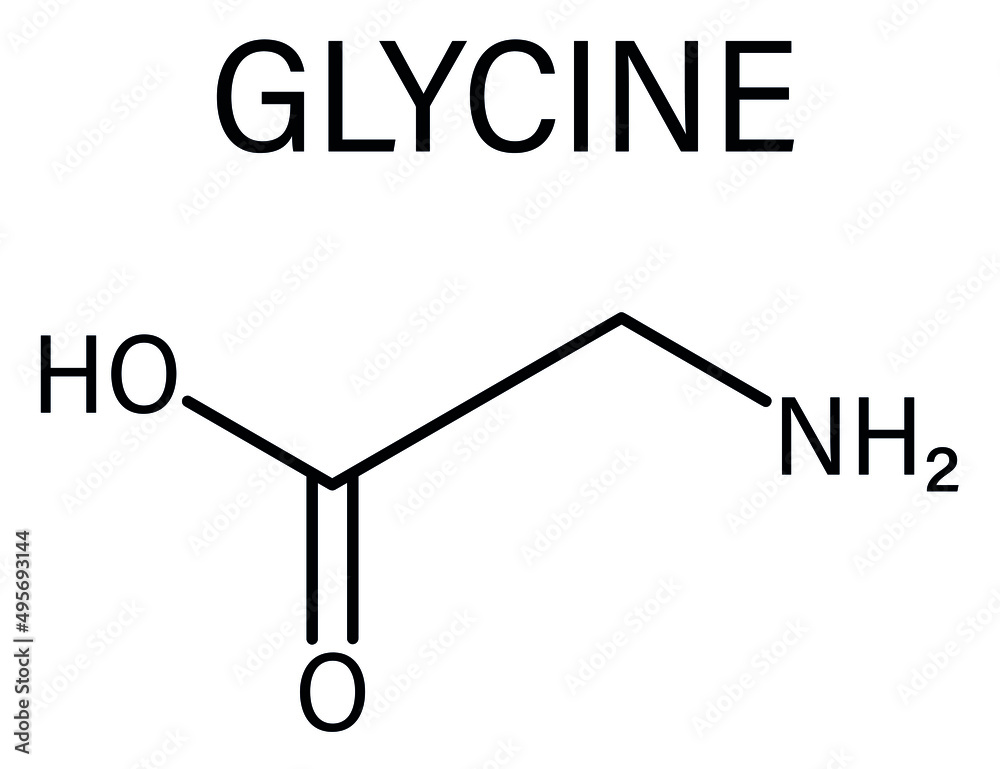Glycine (Gly, G) amino acid molecule. Skeletal formula. Stock Vector ...