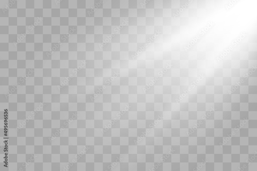 Vector sun light effect. Sun rays isolated on transparent background ...