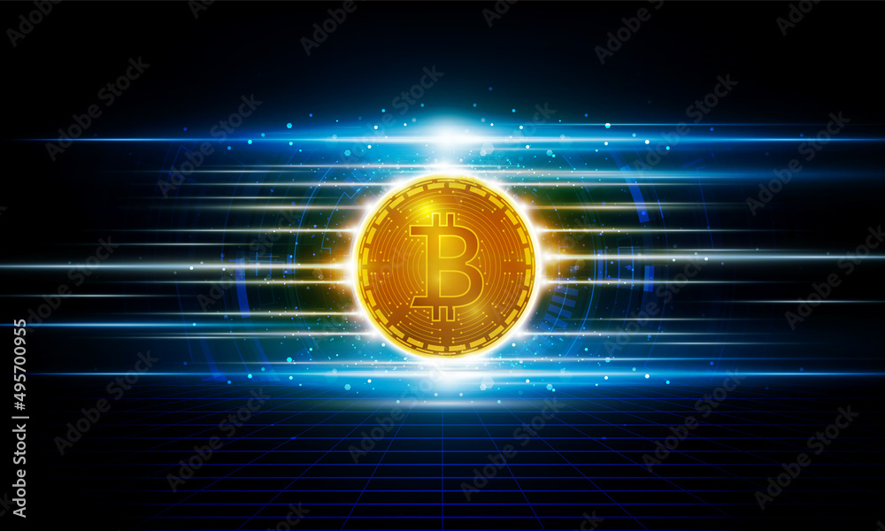 Abstract Technical graph of Bitcoin in futuristic Light out technology ...