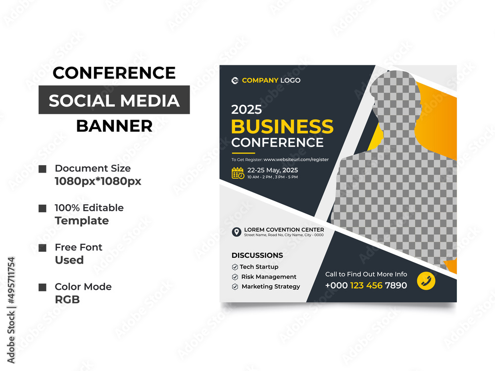 business conference social media banner, this template can be used as ...