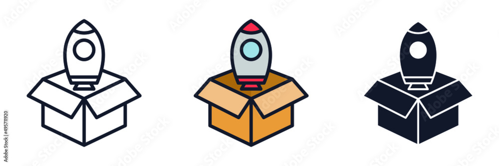 launch rocket box icon symbol template for graphic and web design ...