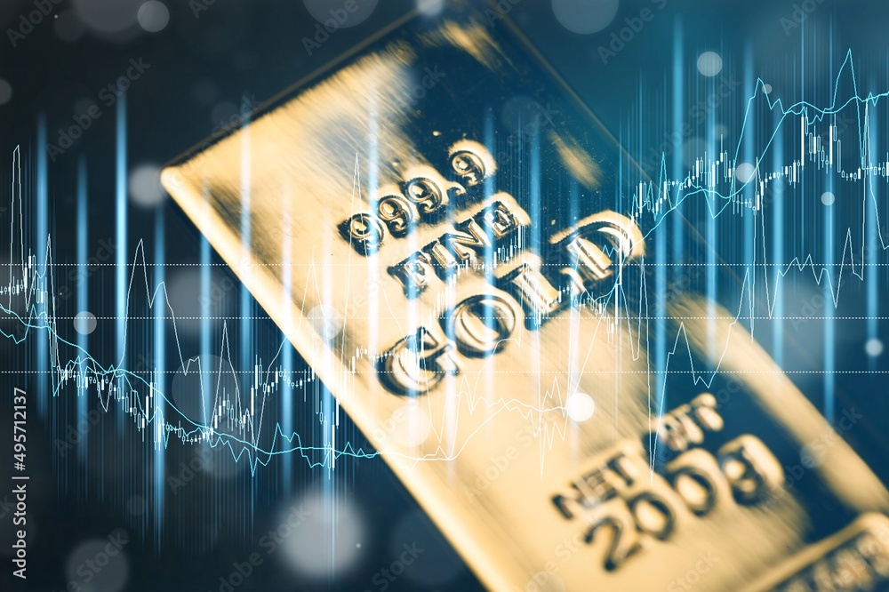 Gold price and rising chart. Business and finance concept. Gold market ...