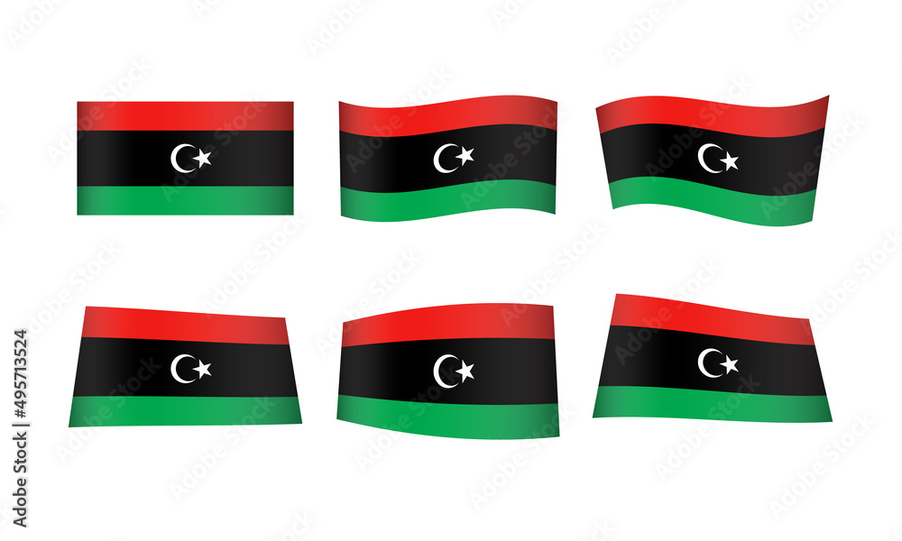 Libya Flag Libyan Flags National Symbol Banner Icon Vector Set Waving ...