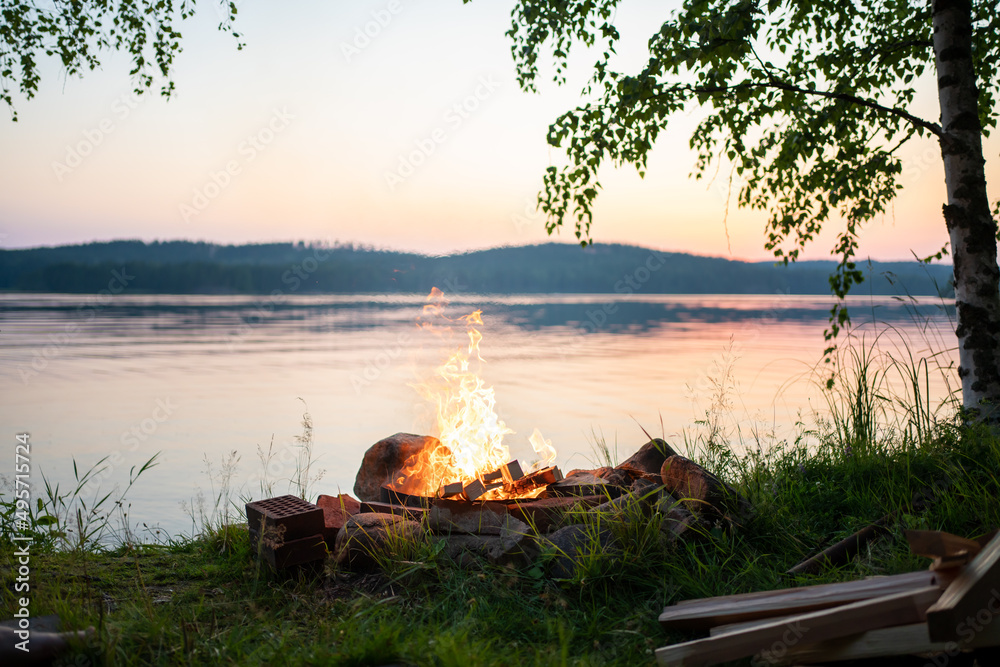 Photo & Art Print traditional finnish kokko - fire at midsummer, Mari Mur