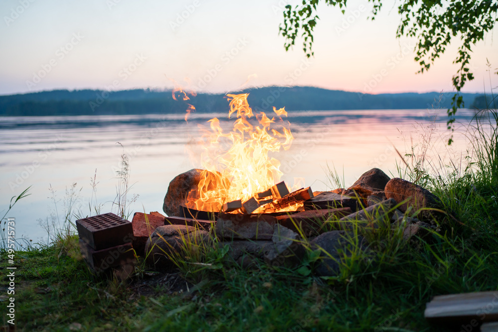 Poster traditional finnish kokko - fire at midsummer – Wall Art | UkPosters