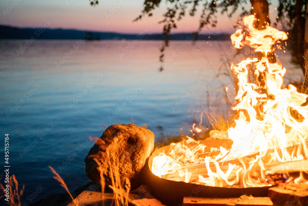Photo & Art Print traditional finnish kokko - fire at midsummer, Mari Mur