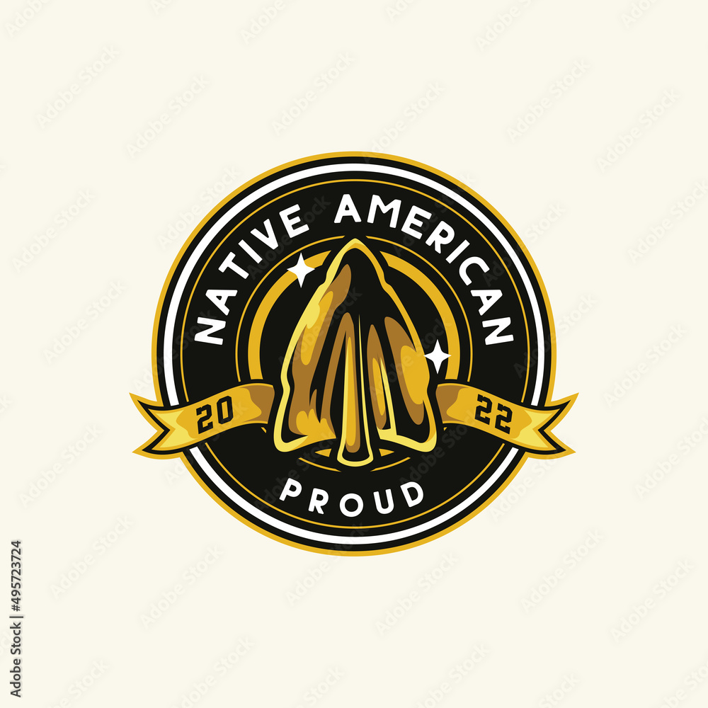 Vector Logo Badge Illustration of Native American Arrowhead Stock ...