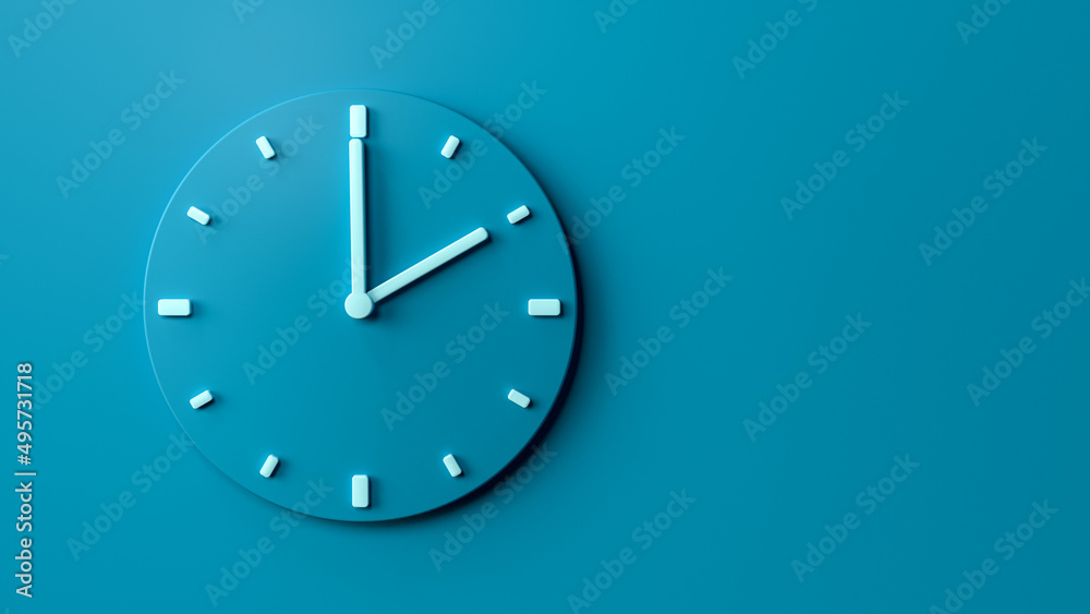 3d illustration of 2 o'clock sea blue Office Wall Clock Stock ...