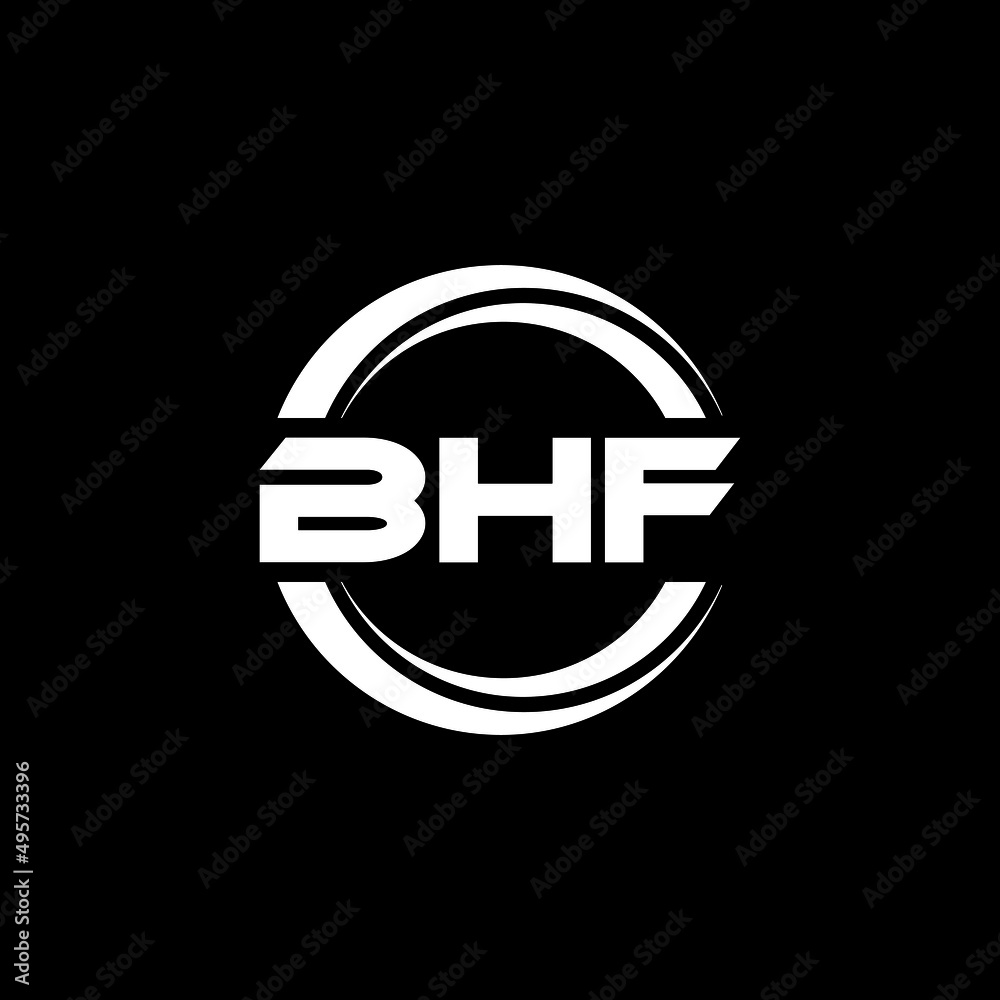 BHF letter logo design with black background in illustrator, vector ...